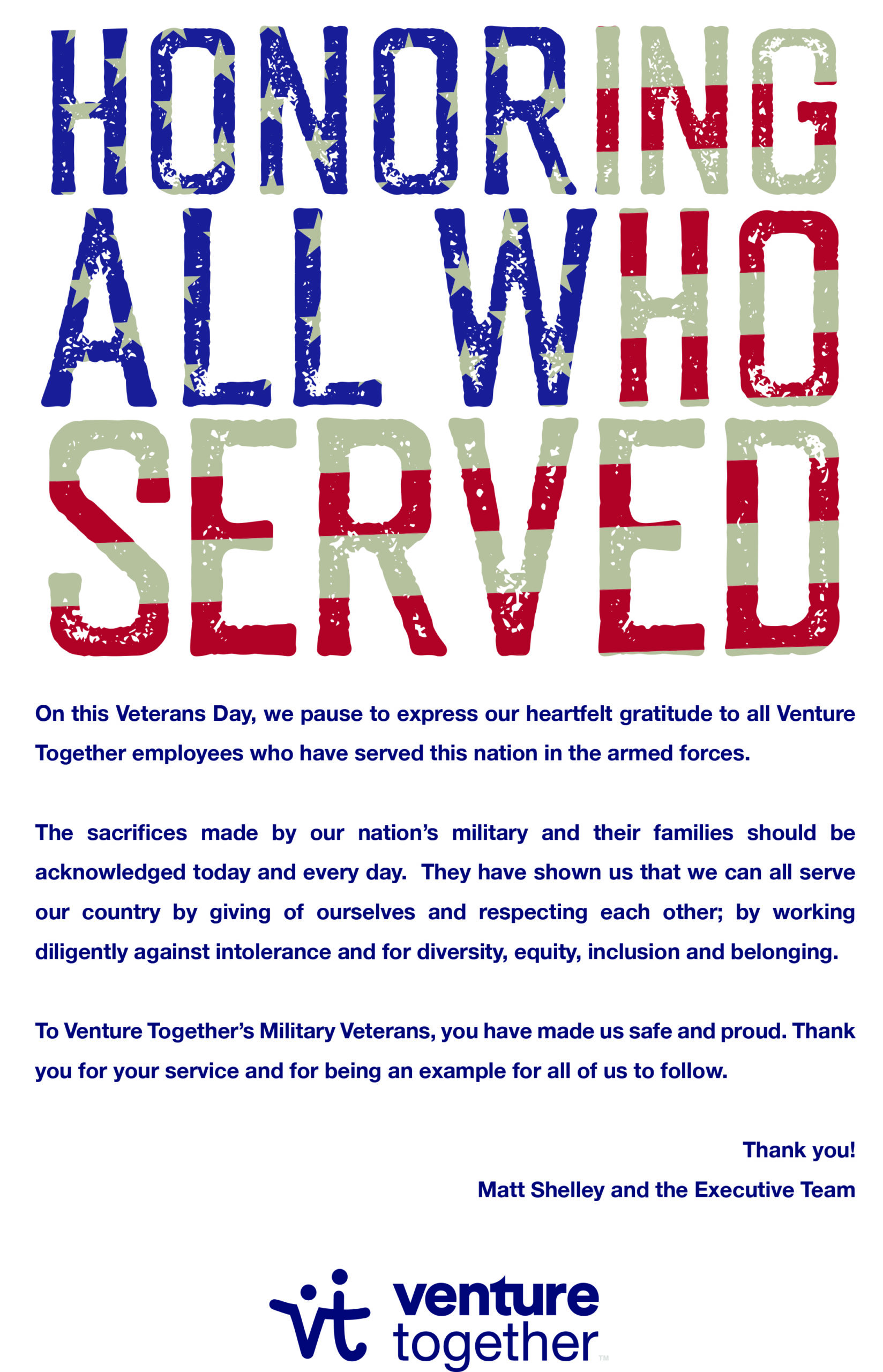 Veterans Day: Honoring All Who Served - Venture Together